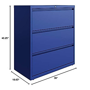 Hirsh 36-in Wide HL10000 Series 3 Drawer Metal Lateral File Cabinet Classic Blue