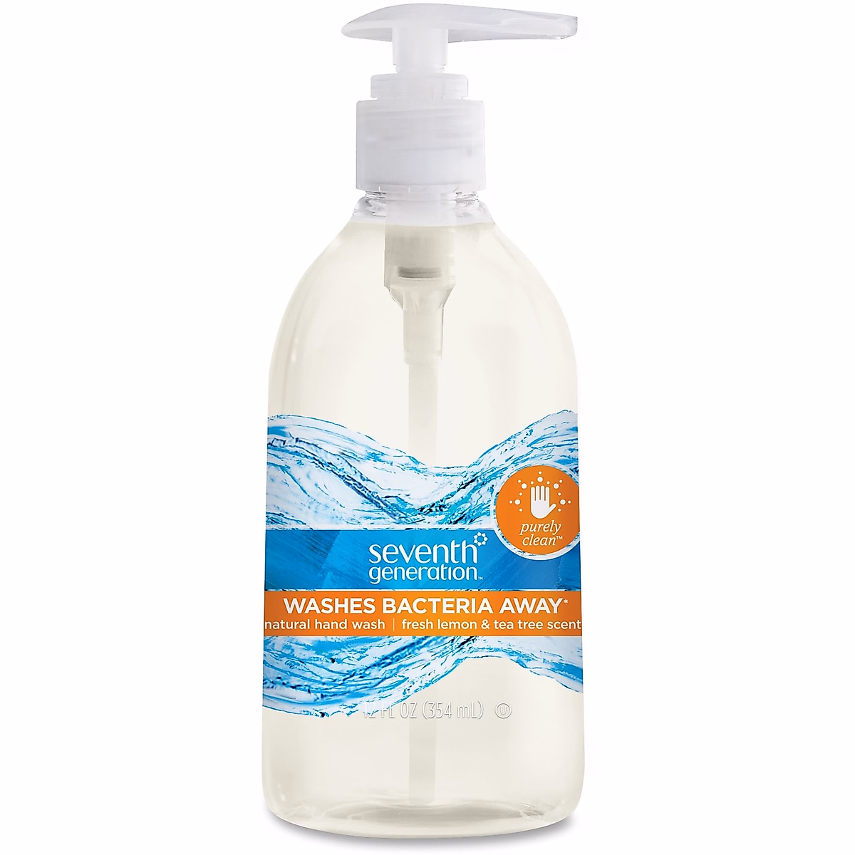 Seventh Generation Purely Clean Hand Wash Soap, Fresh Lemon and Tea Tree, 12 Fl Oz, Pack of 8
