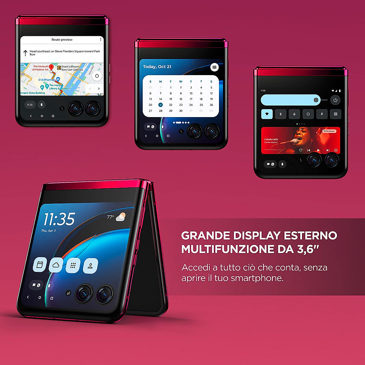 Motorola Razr 40 Ultra Dual-Sim 256GB ROM + 8GB RAM (GSM Only | No CDMA) Factory Unlocked 5G Smartphone (Red) - International Version