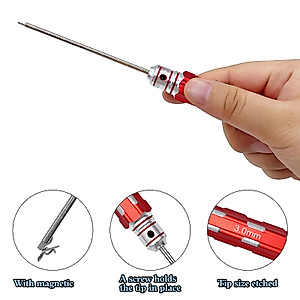 RC Tool Kit, Hex Allen Screwdriver Kit, RC Screwdriver Set 1.27mm 1.5mm 2.0mm 2.5mm 3.0mm Hex Driver Repair Tools for RC Car Boat Drone Helicopter (Red)