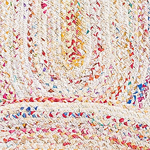 SAFAVIEH Braided Collection Area Rug - 6' x 9' Oval, Ivory & Multi, Handmade Boho Reversible Cotton, Ideal for High Traffic Areas in Living Room, Bedroom (BRD210B)