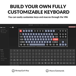 Keychron V3 Wired Custom Mechanical Keyboard Knob Version, TKL QMK/VIA Programmable Macro with Hot-swappable Keychron K Pro Red Switch Compatible with Mac Windows Linux (Frosted Black-Translucent)