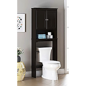 Spirich Home Over The Toilet Storage Cabinet, Bathroom Shelf Over Toilet, Bathroom Storage Cabinet Organizer, Espresso