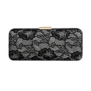 Mulian LilY M308 Women's Elegant Floral Lace Clutch Formal Evening Prom Handbag Purse Silver