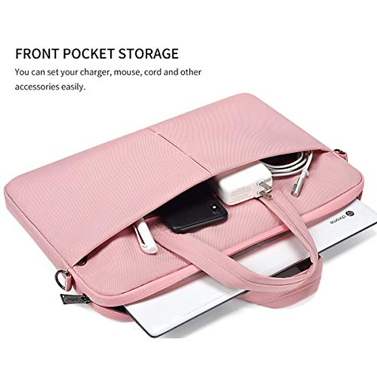 13.3 14 Inch Laptop Case Shoulder Bag Carrying Sleeve for MacBook Air 15.3 M2, HP Chromebook/EliteBook/Stream, Lenovo IdeaPad Flex 5,13.5 Inch Surface Laptop 5, ASUS Dell Acer Samsung Computer, Pink