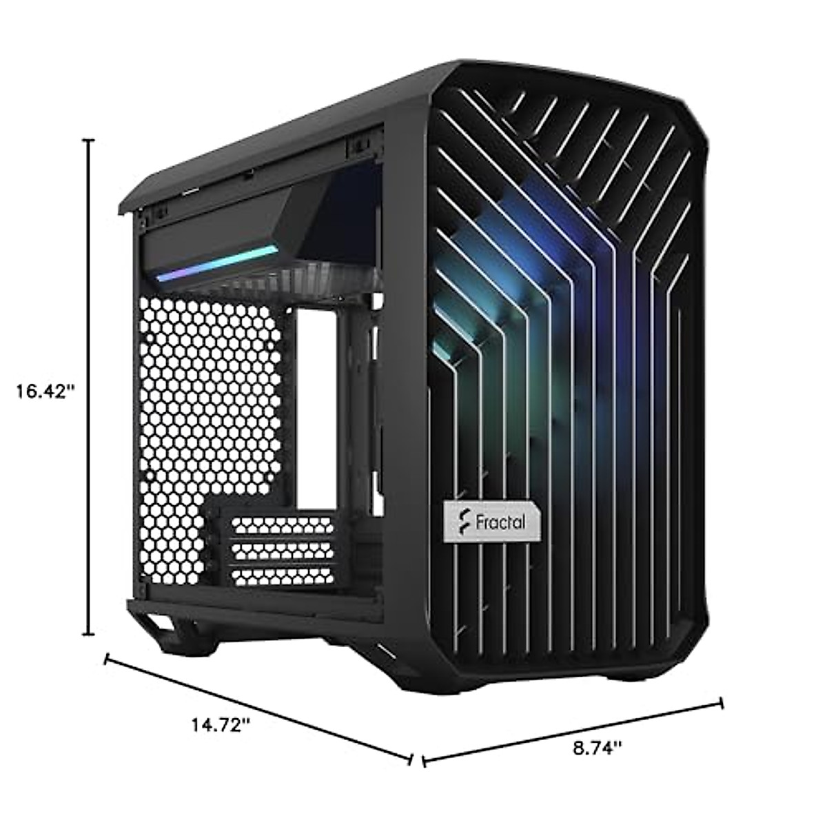 Fractal Design Torrent Nano RGB Black - Light Tint Tempered Glass Side Panels - Open Grille for Maximum air Intake - 180mm RGB PWM Fan Included - Type C - mITX Airflow Mini Tower PC Gaming Case