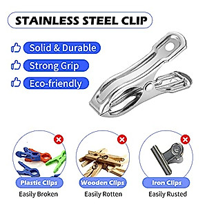 60 PCS Garden Stainless Plant Clips,2-inch Heavy Duty Garden Clips Greenhouse Clips Have a Strong Grip for Fixing Netting Cover Film and Climbing Plants