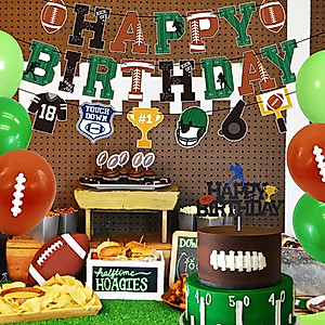 Football Birthday Party Decorations Pack for Football Touchdown Sports Theme Birthday Party Decoration - Includes Happy Birthday Banners, Cake Topper and Balloons