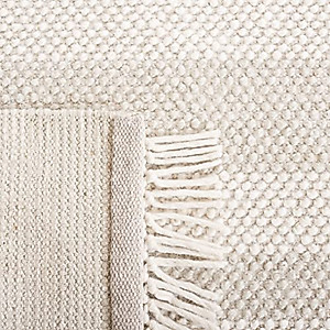 Safavieh Natura Collection 6&#039; x 9&#039; Ivory/Silver NAT225G Modern Contemporary Farmhouse Fringe Wool Area Rug