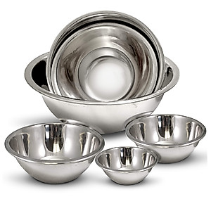 HOMEARRAY Stainless Steel Mixing Bowls Set (Set of 6) - Polished Mirror kitchen bowls, Nesting Bowls for Space Saving Storage, Ideal For Cooking, Baking & Serving, Food Prep & Salad Prep.