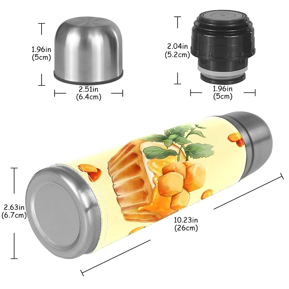 Stainless Steel Leather Vacuum Insulated Mug Mango Thermos Water Bottle for Hot and Cold Drinks Kids Adults 16 Oz