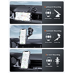 TORRAS Silicone Phone Mount for Car [Anti-Slip & Anti-Scratch] Cell Phone Holder Mount [Thick Case Friendly] Universal for Dashboard Air Vent Windshield iPhone 14 13 12 Pro Max Samsung Galaxy S22