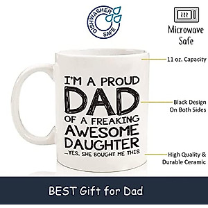 Generic Funny Coffee Mug Best and Cool Proud Dad Of A Awesome Daughter Gifts for Dad from Daughter son for Father's Day Birthday Christmas New Year Present Idea for Men, Him Funny Novelty Tea Cup
