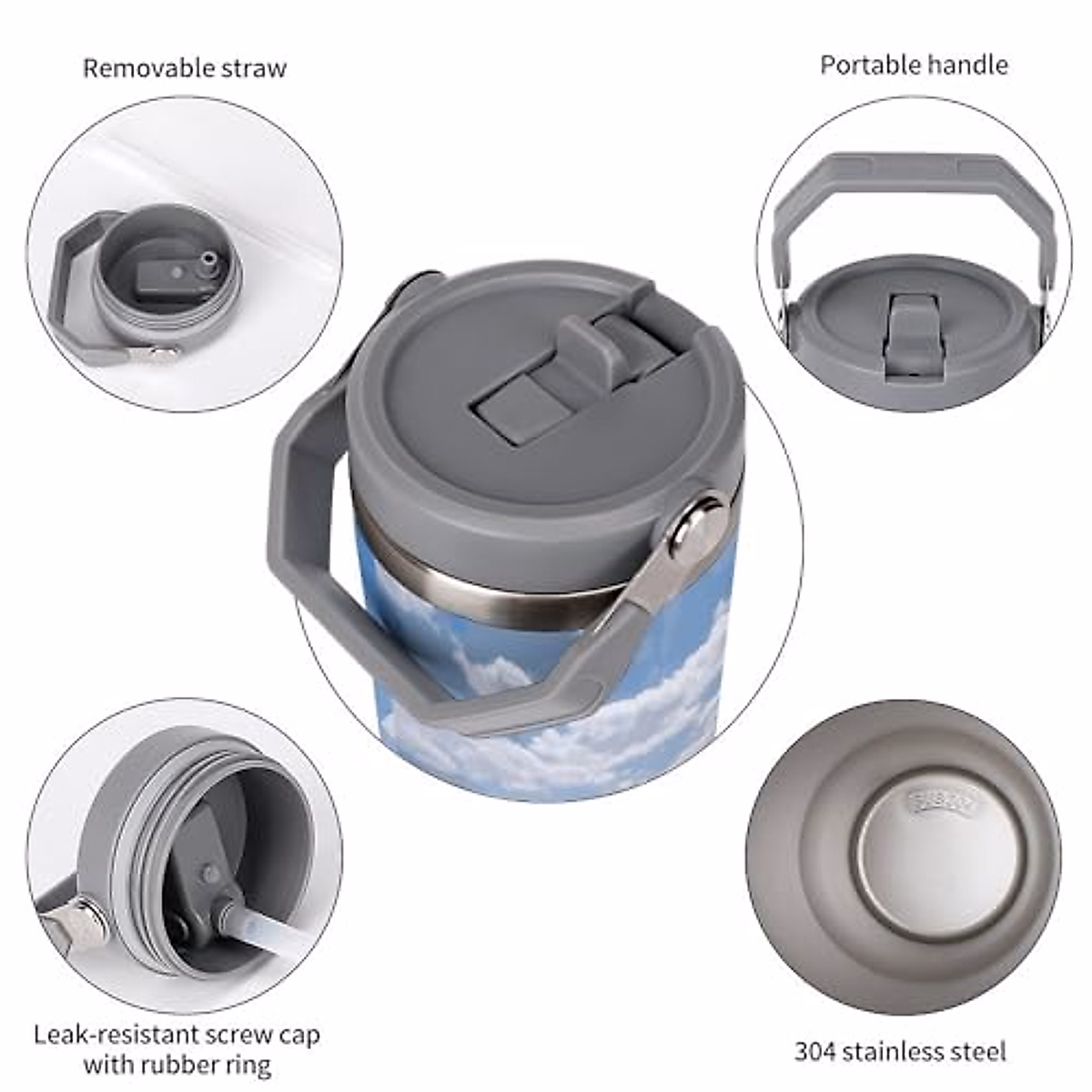 30oz Stainless Steel Insulated Tumbler with Flip Lid & Straw, Leakproof Travel Mug for Car, Niagara Falls Double Wall Vacuum Thermal Coffee Cup with Handle, Spill-Proof Design for Hot/Cold Drinks