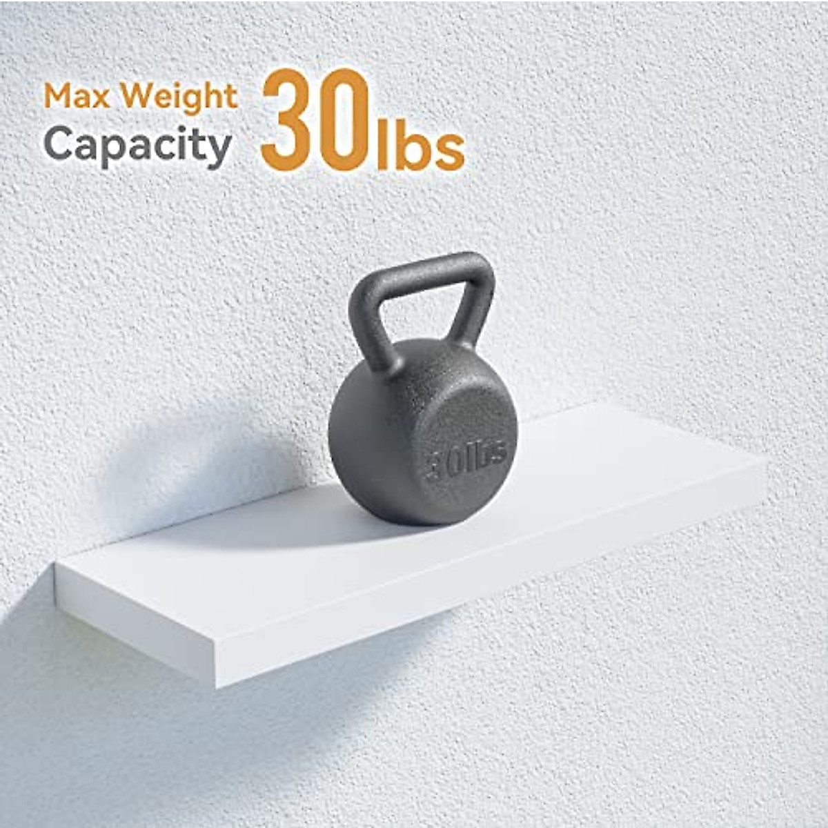 Boswillon White Floating Shelves for Wall, 4 Sets White Wall Shelves for Bedroom with Invisible Brackets, White Shelves for Wall Decor, Modern White Shelf for Bathroom, Kitchen – White