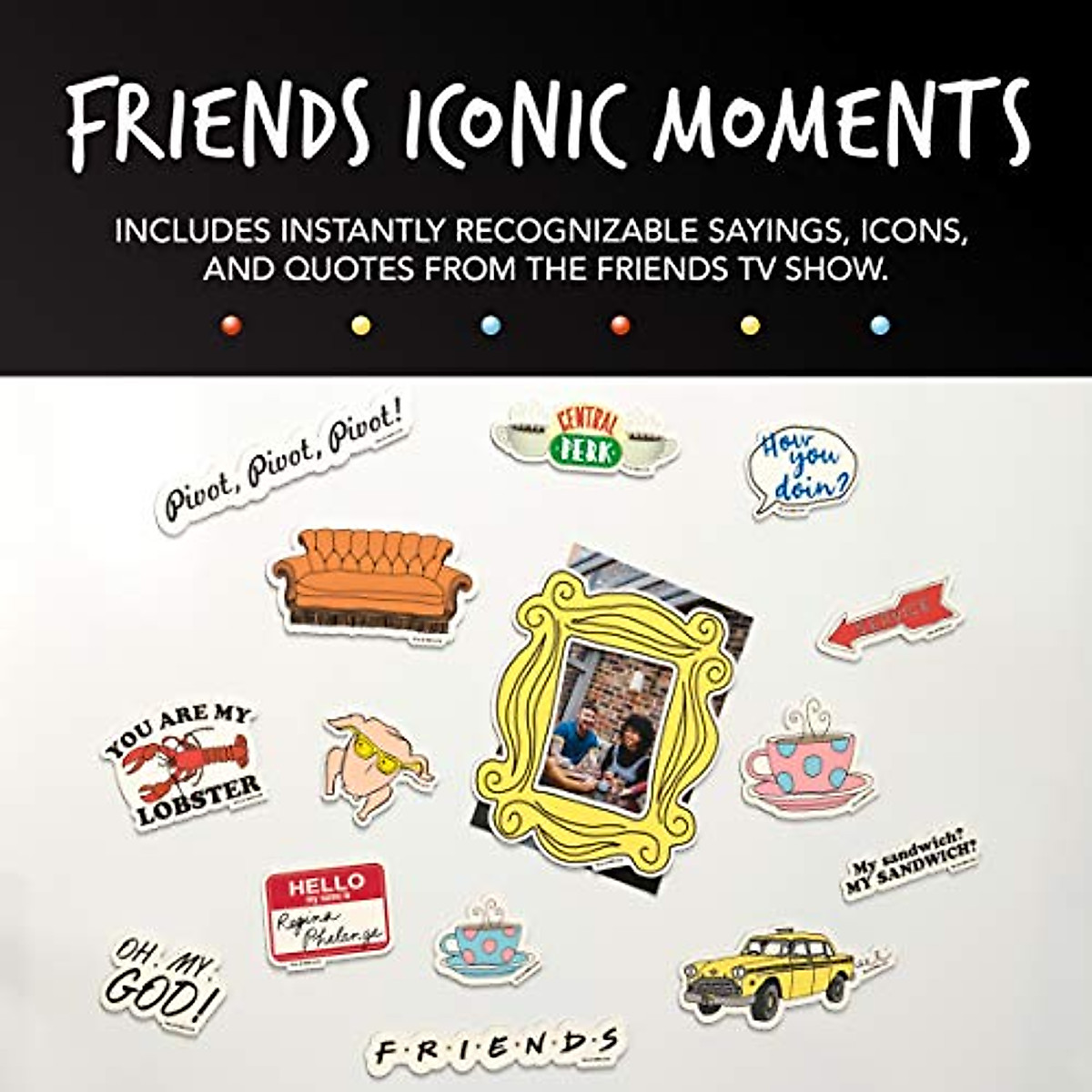 Paladone Friends TV Show Quotes and Icon Magnets for Refrigerators and Lockers (Set of 25), Central Perk, Pivot, You are My Lobster