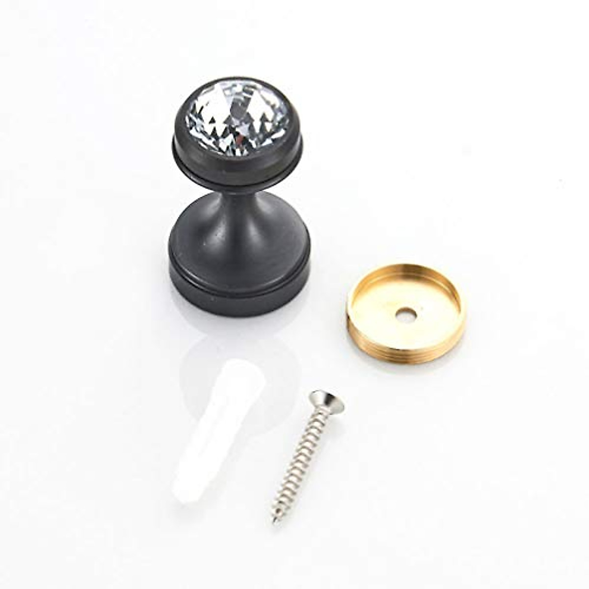 SEWACC Crystal Head Mini Hook Heavy Duty Wall Hooks Clothes Hat Hanger Towel Coat Wall Mount Hooks Brass Hooks for Home Bathroom Kitchen (Black) Hand Wall Hook