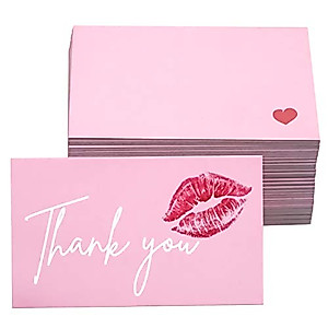 RXBC2011 Thank You for Your Purchase Cards red lips Kiss sweet Package Insert for online business Pack of 100, Pink
