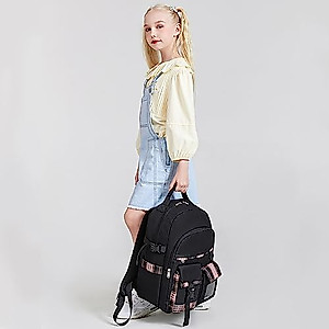 abshoo Kids Backpack For School Girls Kindergarten Elementary Bookbag School Bag (Black)