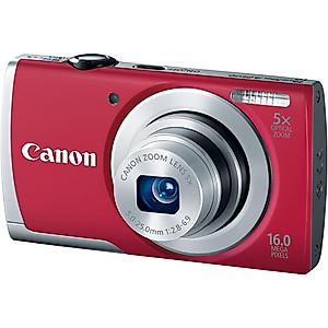 Canon PowerShot A2500 16MP Digital Camera with 5x Optical Image Stabilized Zoom with 2.7-Inch LCD (Red) (Renewed)