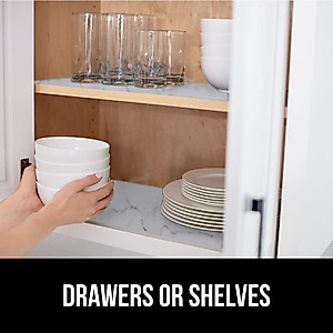 Gorilla Grip Drawer and Shelf Liner for Cabinet, Slip Resistant Non Adhesive Protection for Kitchen, BPA Free Smooth Surface Plastic Liners for Cabinets, Bathroom Cupboard Drawers, 12x20, Marble