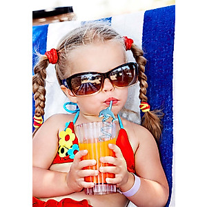 Reusable Sea Animal Straws for Sea Party Favors, 16 PCS Plastic Ocean Creature Drinking Straws Silly Swirly Straws for Kids Party Decorations Beach Ocean Themed Party Supplies with 2 Clean Brushes