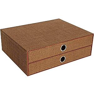 File cabinets LITING Drawer Type Desktop Woven Paper Multi-Layer Bookcase Finishing Desk Shelf (Color : Coffee Color)