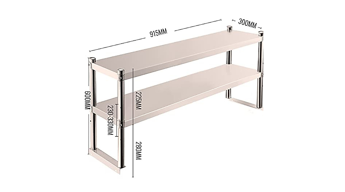 VEVOR Stainless Steel Double Overshelf 36 in. | Adjustable & Heavy Duty