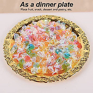 Round Fruit Tray, Gold Plated Stainless Steel Multifunctional Good Decoration Decorative Dessert Plate for Ceremony