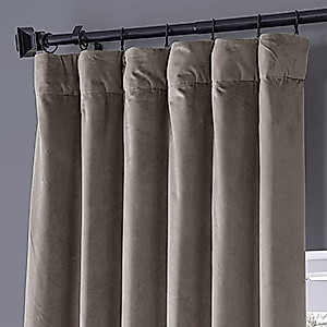 HPD HALF PRICE DRAPES Blackout Solid Thermal Insulated Window Curtain 50 X 96 Signature Plush Velvet Curtains for Bedroom & Living Room (1 Panel), VPYC-SBO161209-96, Library Taupe
