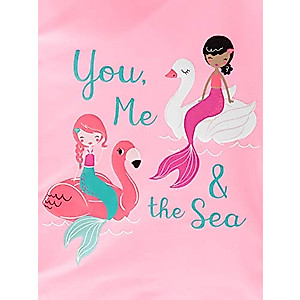 Simple Joys by Carter's Toddler Girls' 2-Piece Assorted Rashguard Sets, Green Swans/Pink Mermaid, 5T
