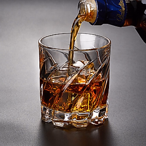 Crystal Whiskey Glass, Thickened Tumbler Glass, Rotatable Decompression, 9.6 oz, Old Fashioned Glass for Wine/Vodka/Alcohol Gifts (Diamond Shape)