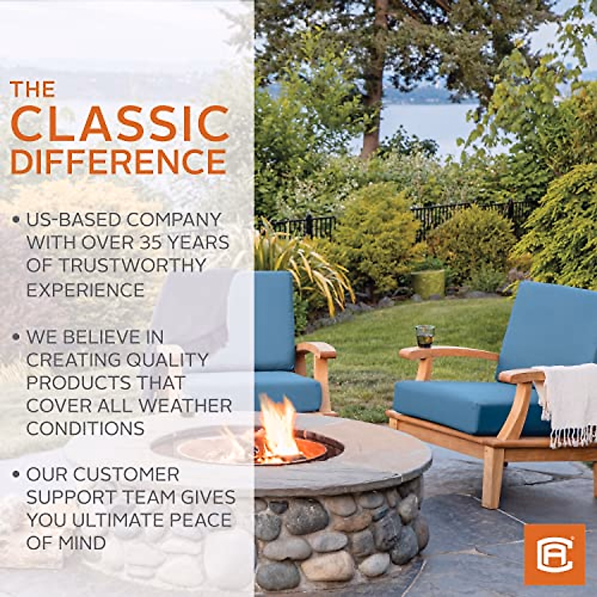 Classic Accessories Ravenna Water-Resistant Patio Chair Seat Cushion, 18 x 18 x 2 Inch, Mushroom, Patio Furniture Cushions