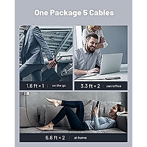 USB Type C Cable, [5 Pack 3.1A] Quick QC3.0 Fast Charging USB C Cable, INIU (1.6+3.3+3.3+6.6+6.6ft) Nylon Phone Charger USB-C Cables for Samsung Galaxy S20 S10 S9 S8 Plus Note 10 9 LG Google Pixel etc