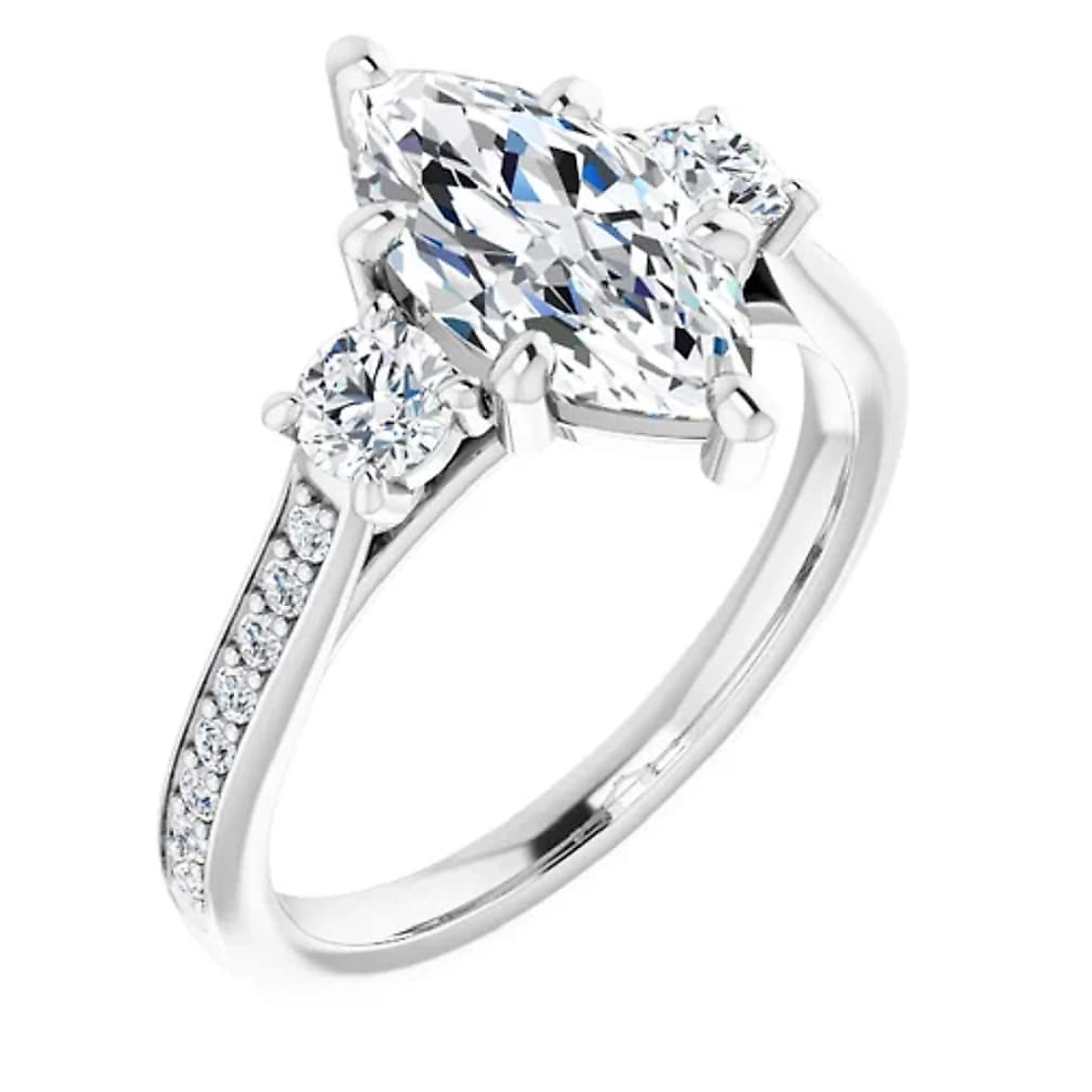 925 Silver, 10K/14K/18K Solid Gold Moissanite Engagement Ring, 5 CT Marquise Cut Handmade Solitaire Ring Diamond Wedding Ring for Women/Her, Anniversary Propose Gifts, VVS1 Colorless