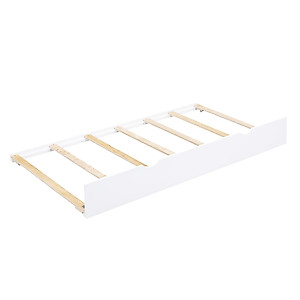 Quarte Twin Size Daybed with Trundle, L-Shaped Storage Cabinets and USB Ports, Wooden Platform Bed for Kids Boys Girls Teens Adults (White+USB Ports)