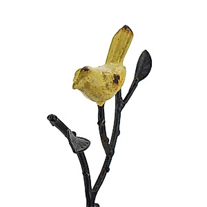SOFFEE DESIGN 2pcs Vintage Coat Hooks Wall-Mounted Hanging Metal Rack, Heavy Duty Tree Branch with Birds Key Holder, Farmhouse Garden Style Hooks for Towels, Hats, Scarves Yellow