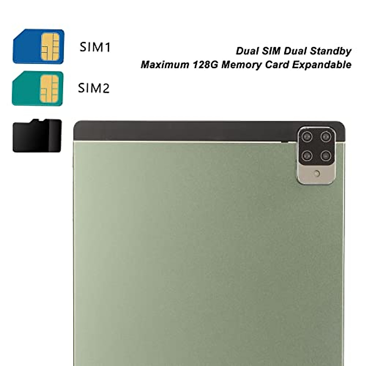 Shanrya 10.1 Inch HD Tablet, Calling Tablet 2560x1600 Resolution 100-240V 2.4G 5G WiFi for Study for Android 12 (US Plug)