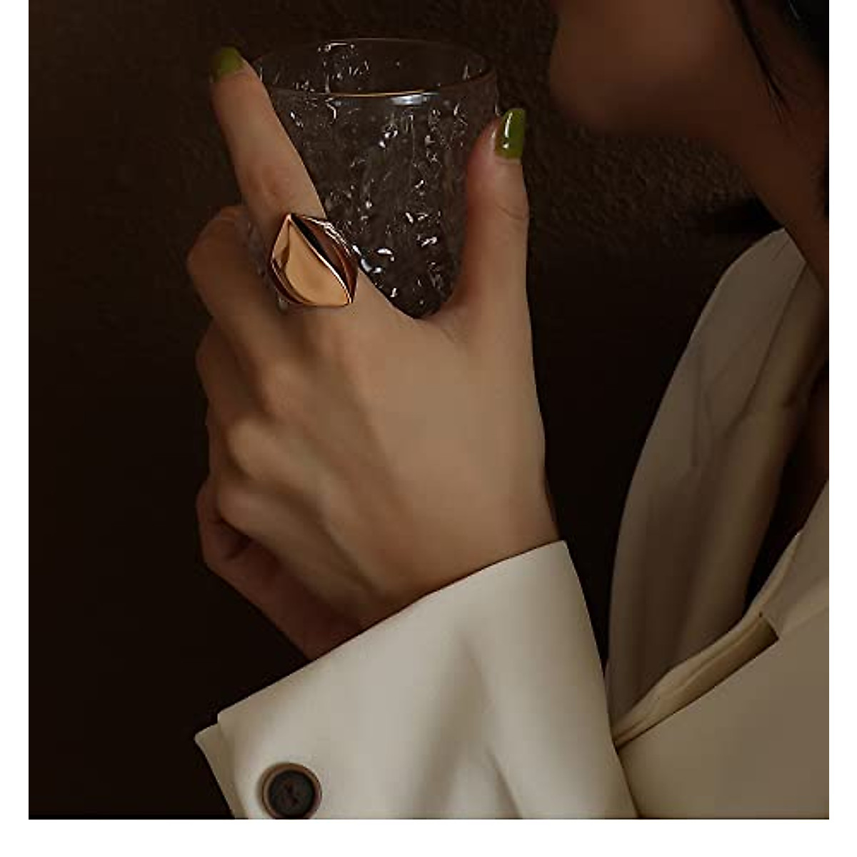 Jude Jewelers Stainless Steel Irregular Shape Mountain Hill Pyramid Shape Biker Statement Cocktail Party Ring (Gold, 9)