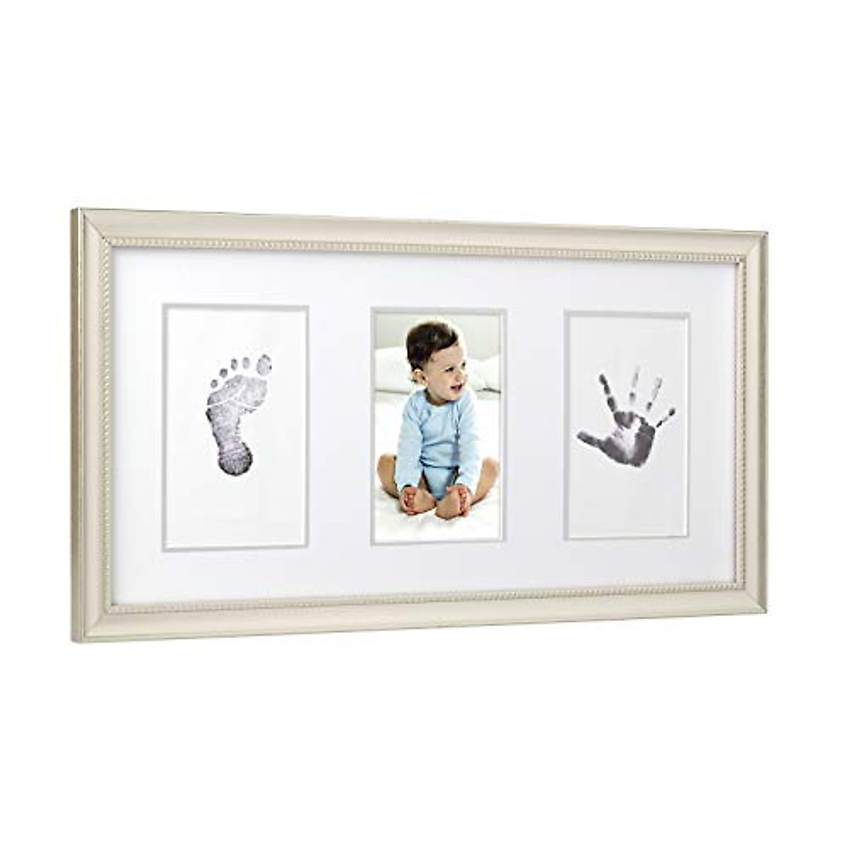 Lil Peach Deluxe Baby Prints Keepsake Frame, Makes Perfect Nursery Décor, Creative Baby Gift, or Addition to Baby Registry, Silver