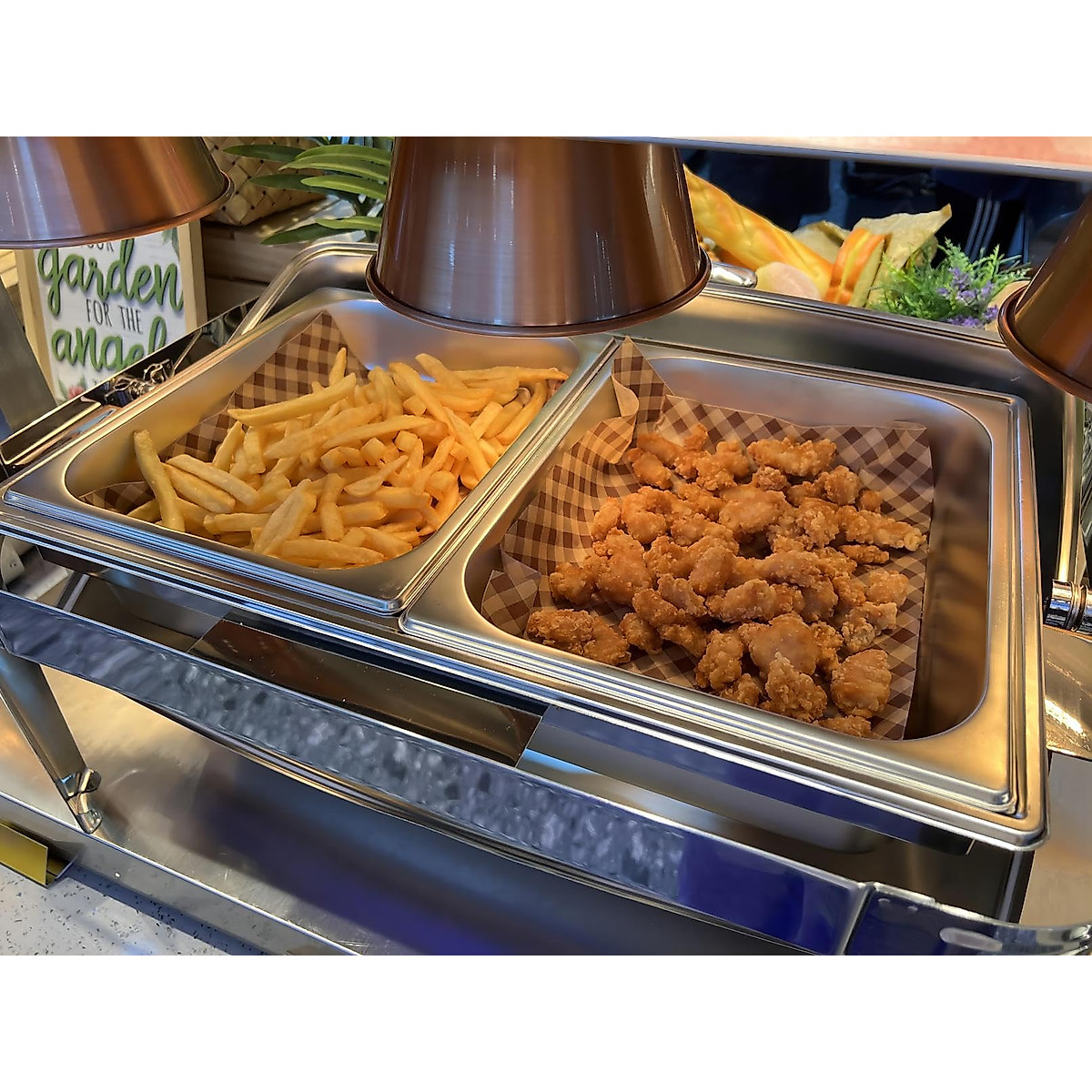 Amhier 9 Qt Chafing Dish Buffet Set with Visible Roll Top, Stainless Steel Buffet Servers and Warmers for Catering, Parties, Hotels and Weddings, 1&2 Pan, Silver