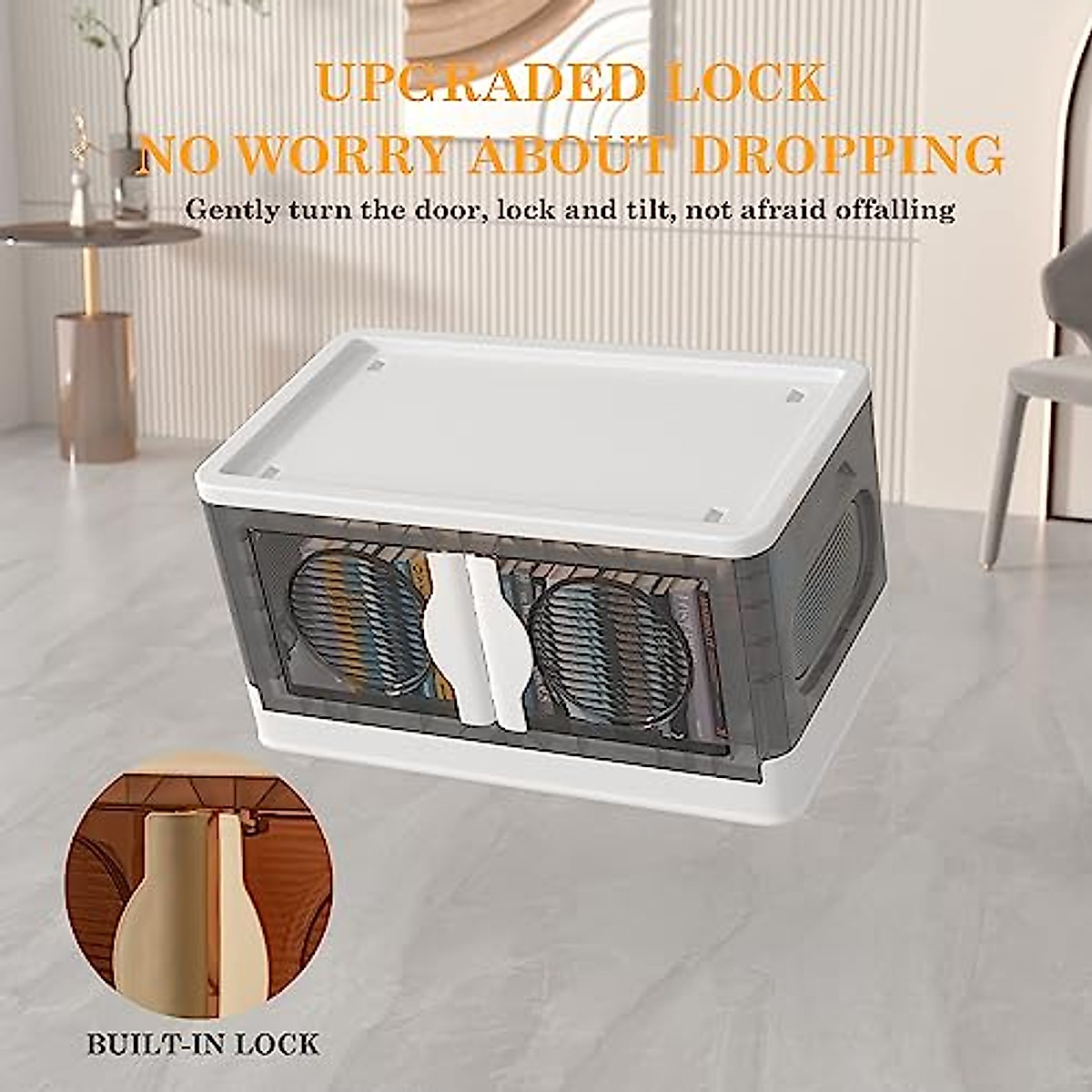 SDADI 19.2 Gal Plastic Foldable Storage Cabinet, Collapsible Storage Bins with Door, Stackable Cube Storage Organizer, Plastic Storage Cart£¬Closet Organizers and Storage (5-pack, Gray)