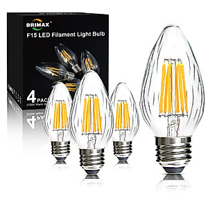 BRIMAX F15 6W Led Porch Light Bulbs Outdoor, Equivalent 60W Incandescent Bulb, E26 Medium Base Dimmable 2700K Warm White Flame Wrinkle Glass, LED Post Bulbs for Ceiling Fan and Lantern Lamp, 4Pack