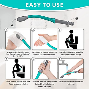 Fanwer Toilet Aids Kit for Wiping - 15" Long Reach Comfort Wipe and Curve Brush, for Wiping It Yourself, Ideal Bathroom Aid for Limited Mobility