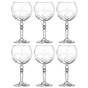 Barski Gin Tonic Glass - Wine Glass - Cocktail - Coupe - Goblet Glass - Set of 6 Crystal Glasses - Glass - Beautifully Designed Goblets - Each Glass is 19.4 oz Made in Europe