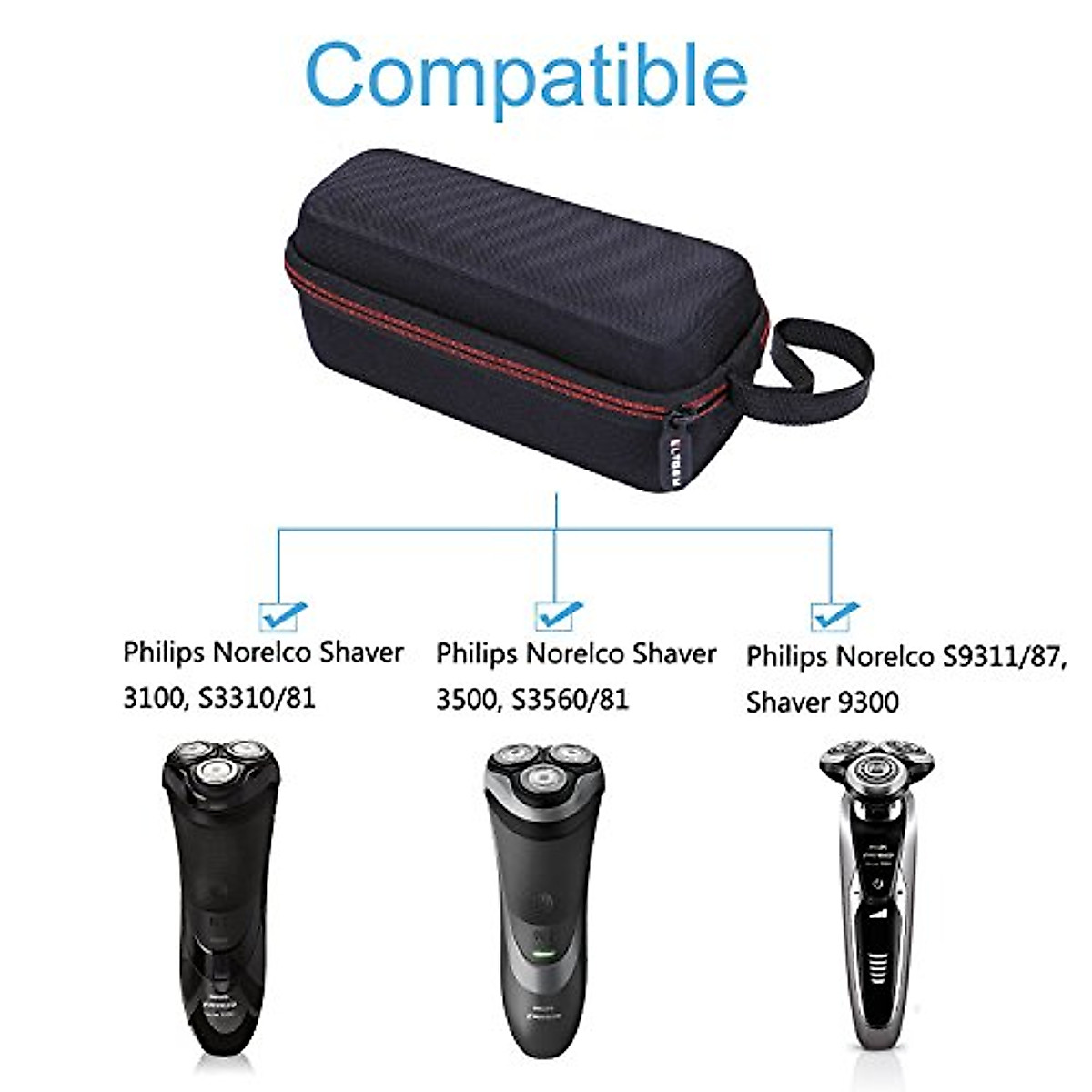 LTGEM Carrying Case for Philips Norelco Electric Series 3000 Shaver. Fits 3100 3500 9700 9300, S3310/81 S3560/81 S9311/87 2300 S1211/81 3500 S3212/82 3800 S3311/85