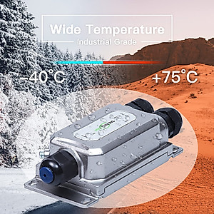 FASTCABLING Industrial Outdoor PoE Extender, 2 Port, 328ft, IP67 Waterproof, Direct Burial, Gigabit Ethernet, Male RJ45, Ideal for IP Cameras, Phones, Wi-Fi Access Points