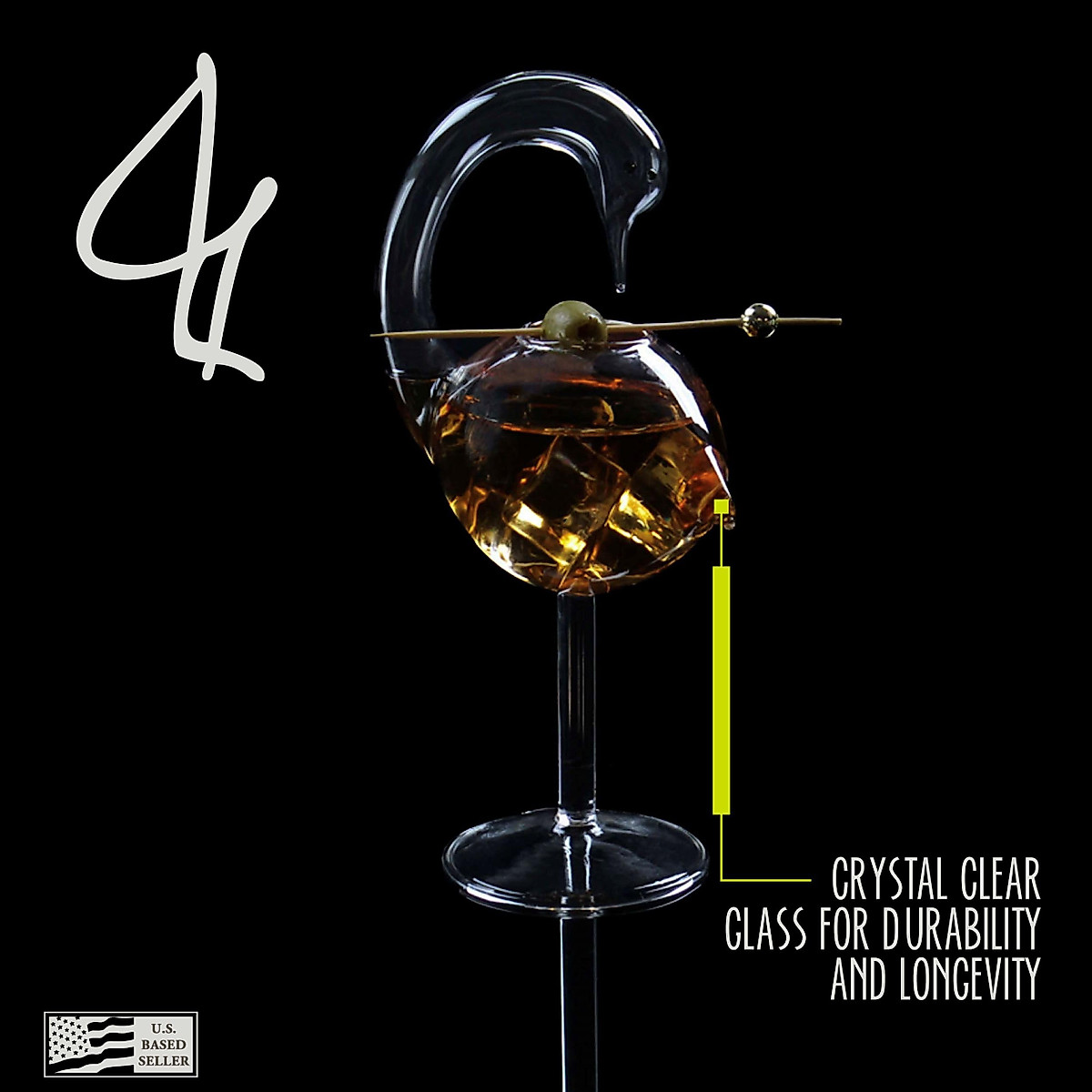 G Francis Swan Shaped Cocktail Glasses - 2pk 6oz Fun Cocktail Glasses Swan Bird Drinking Glass Set for Wine Mixed Drinks and More