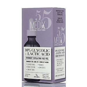 Medix 10% Glycolic Acid Face Peel Exfoliating Serum W/Lactic Acid + Salicylic Acid | Gentle Skin Care Exfoliate Facial Peel Treatment Targets Fine Lines, Wrinkles, Large Pores, Age Spots |1.75 FL Oz