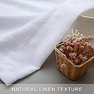 White Linen Curtains 108 Inches Long for Living Room 2 Panels Set Back Tab Drapes Semi Sheer Cotton Textured High Ceiling to Floor Curtains for Patio Stunning Bohemian Urban Industrial Farmhouse 9 FT